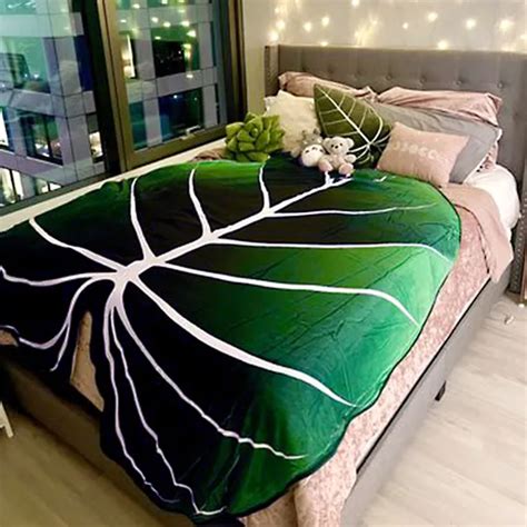 Dropship Large Leaf Blanket Soft Leaves Flannel Gloriosum Leaf Blankets
