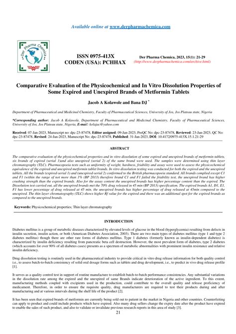 Pdf Comparative Evaluation Of The Physicochemical And In Vitro