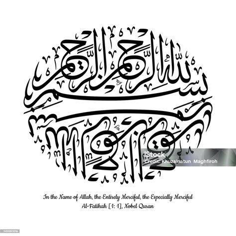 Basmala In Islamic Calligraphy And Translation Surah Al Fatihah Ayat 1