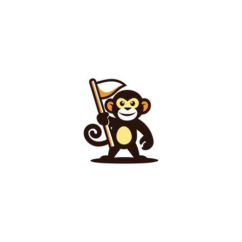 Monkey Holding A Banana Flag Logo The Logo Of A Monkey With A Happy Expression Holding A Banana