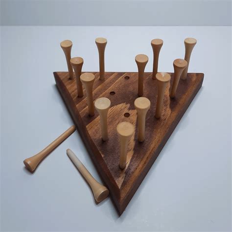 Peg Game Handmade Game Triangle Peg Game Dark Finish Etsy