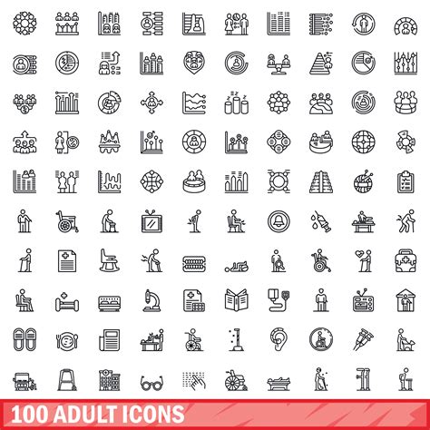 100 Adult Icons Set Outline Style 21408730 Vector Art At Vecteezy