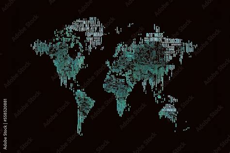 World Map Made From Binary Data Code Generative AI Stock Illustration Adobe Stock