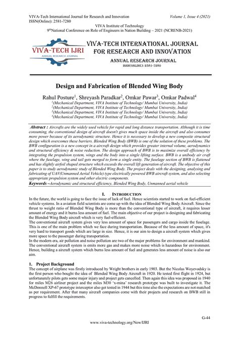 Design And Fabrication Of Blended Wing Body Pdf