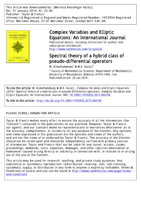 Pdf Spectral Theory Of A Hybrid Class Of Pseudo Differential Operators