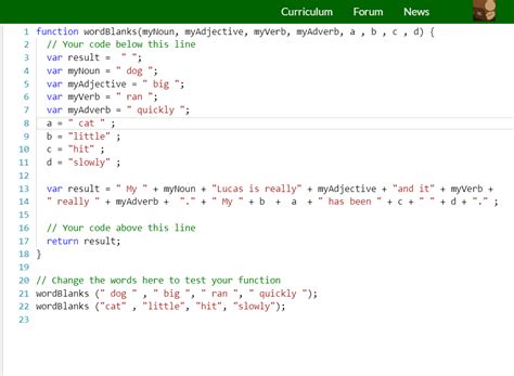 Problems With Word Blanks Javascript The Freecodecamp Forum