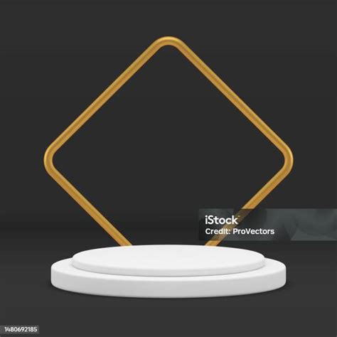 흰색 실린더 레벨 계단 연단 마름모 프레임 무대 받침대 플랫폼 쇼케이스 현실적인 벡터 0명에 대한 스톡 벡터 아트 및 기타