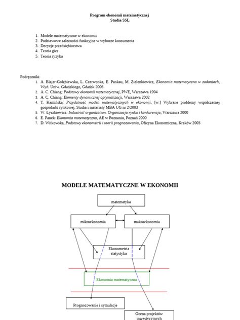 Notatek Pl Modele Matematyczne W Ekonomii Pdf
