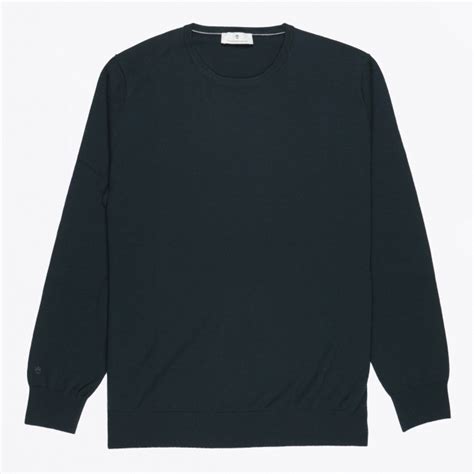 Thomas Maine Merino Crew Neck Pullover Dark Bottle Mr And Mrs Stitch