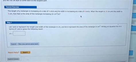 Solved Tutorial Exercise The Length Of A Rectangle Is Chegg