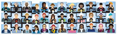 직소 퍼즐 조각의 형태로 사람들의 아이콘을 포함하는 소셜 네트워크 방식 일체감에 대한 스톡 벡터 아트 및 기타 이미지 일체감 지그소 퍼즐 컴퓨터 Istock