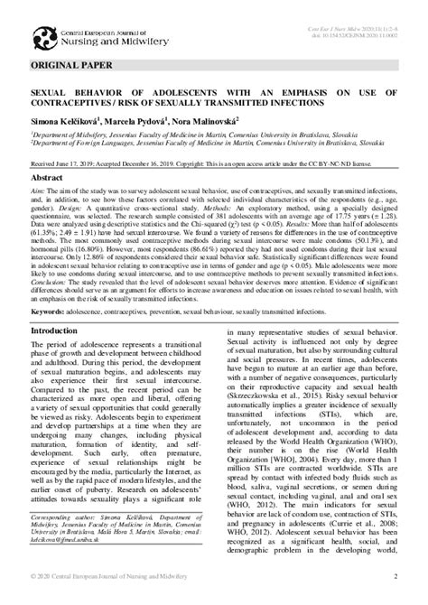 Pdf Adolescents Sexual Activity And Sexually Transmitted Infections