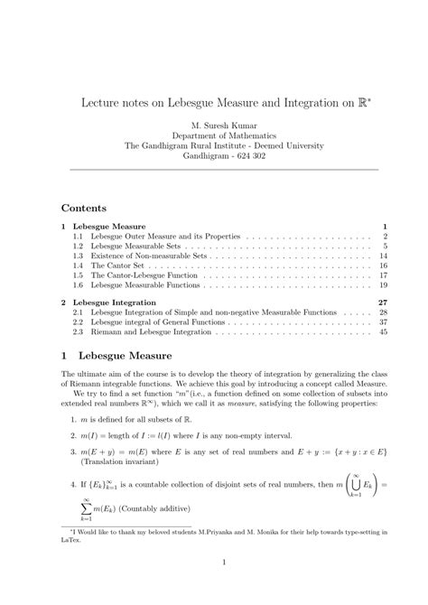 Pdf Lebesgue Measure And Integration On The Real Line