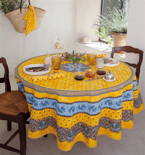 Tradition Yellow Round Rectangle Cotton French Provence Tablecloths