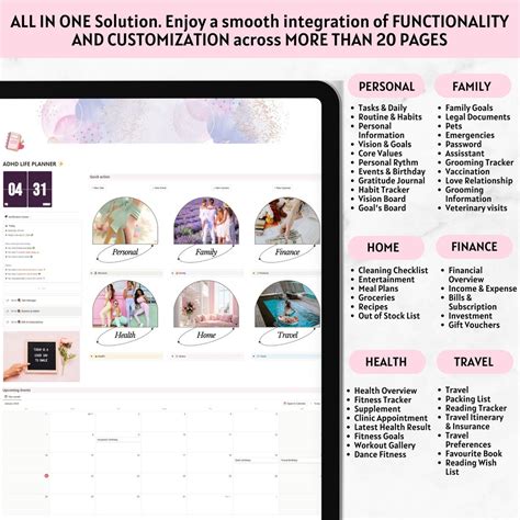 Adhd Planner Notion Template Adhd Life Planner Notion Dashboard Digital Planner Adhd All In