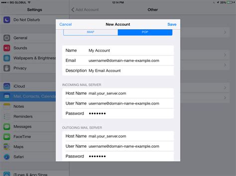 Apple IPad With IOS 7 POP3 SMTP Over SSL Online Manual ICDSoft