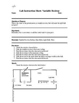 Lab Variable Resistors By Physics Labs Teachers Pay Teachers