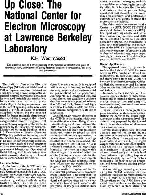 Up Close The National Center For Electron Microscopy At Lawrence Berkeley Laboratory MRS