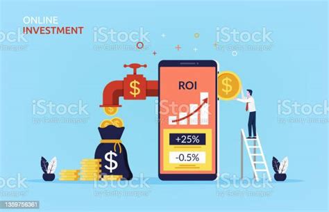더 많은 돈을 상징하기 위해 휴대 전화에 동전을 삽입 하는 사업가와 온라인 투자 개념 개념에 대한 스톡 벡터 아트 및 기타 이미지 개념 경제 금융 Istock