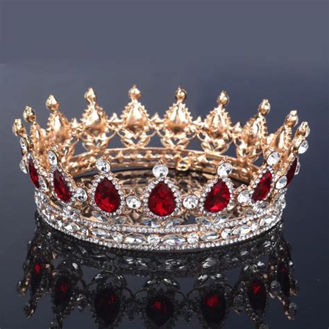 Yxph Hot European Design Royal Crown Queen Crown Red Ornaments Crown