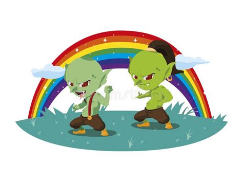 Ugly Trolls With Rainbow Magic Characters Stock De Ilustración Ilustración De Hombre