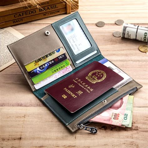 Buy Leather Multi Function Travel Documents Bag Ultra Thin Mens Passport Holder
