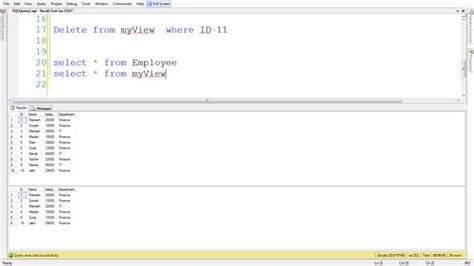 insert update and delete in a sql view