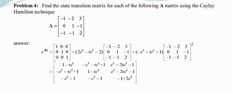 Solved Problem Find The State Transition Matrix For Each Chegg