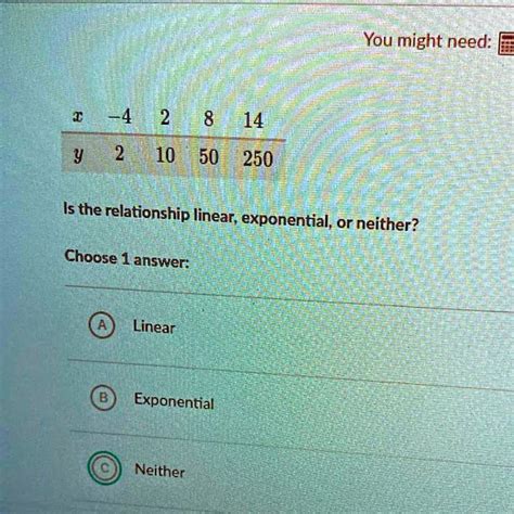 Is The Relationship Linear Exponential Or Neither You Might Need C F4 2