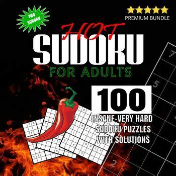 100 Hot Very Hard Sudoku Logic Puzzles Game For Adults Bundle TPT
