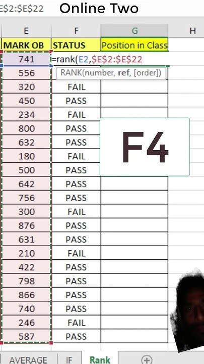 Rank Farmula Excel Formula1 Smartphone Computer Tricks Youtube