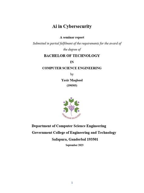 Ai In Cybersecurity Report Yasir Pdf Machine Learning Artificial Intelligence