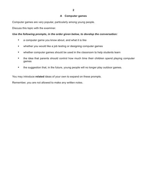 Esl Paper 3 Speaking Cards Pdf Copyright