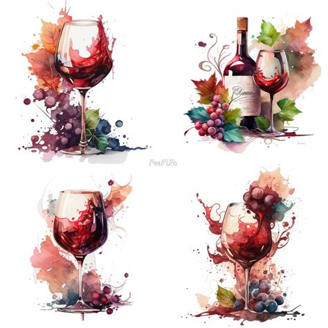 Watercolor Red Wine Red Wine Clipartred Wine Bottle And Glass