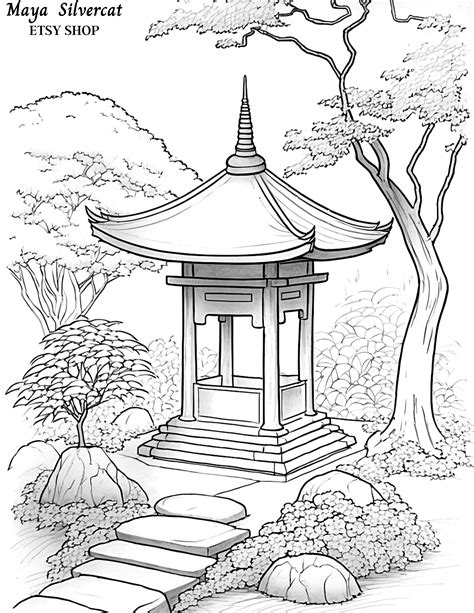 Japanese Shrine Coloring Pages