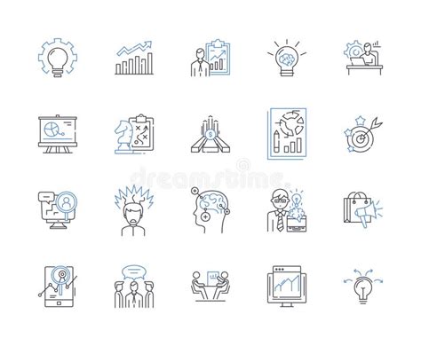 Game Planning Line Icons Collection Strategy Tactics Analysis Preparation Brainstorming