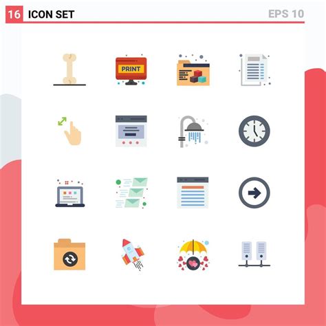 16 Universal Flat Colors Set For Web And Mobile Applications Communication Magnification Folder