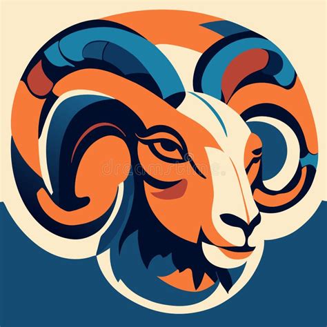 Ram Head Vector Illustration In Retro Style Design Element For Poster Card Banner Stock