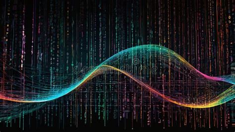 Abstract Data Flow Flowing Lines And Geometric Shapes Representing The Movement Of Data And