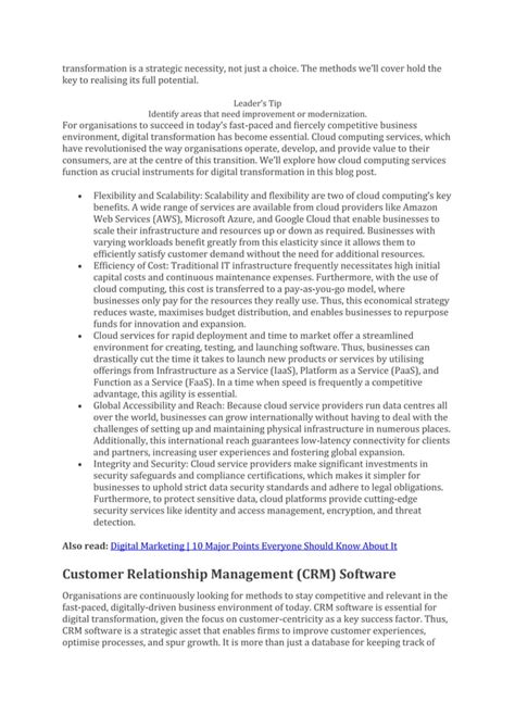 What Are The Best Digital Transformation Tools For Your Business Pdf