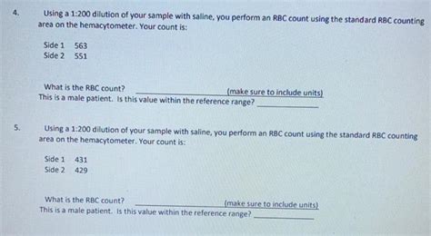 Solved RBC Calculations Calculate The Following RBC Counts Chegg Com