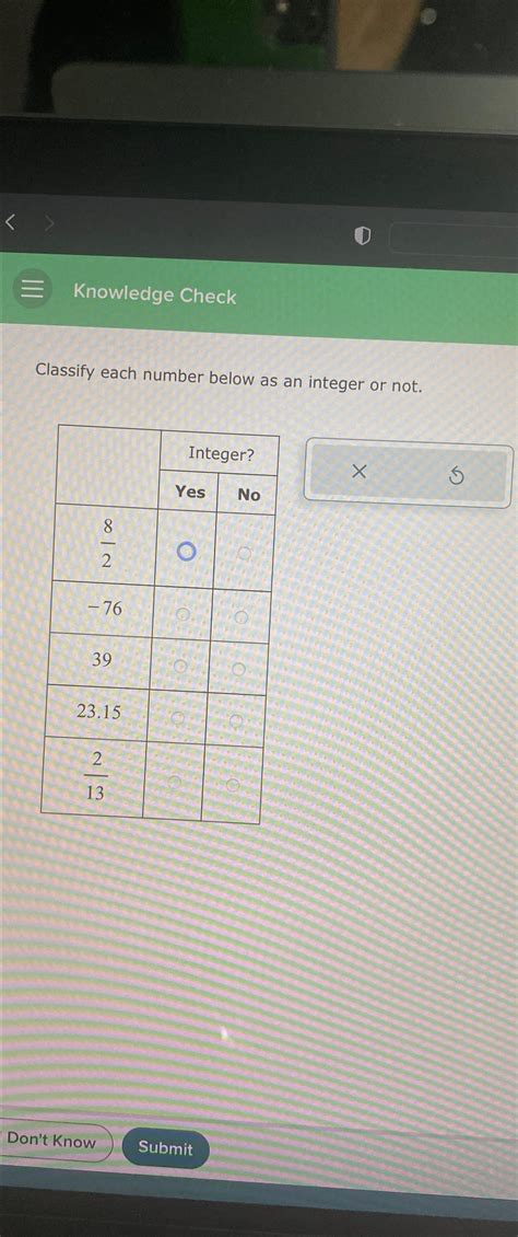 Solved Knowledge Checkclassify Each Number Below As An