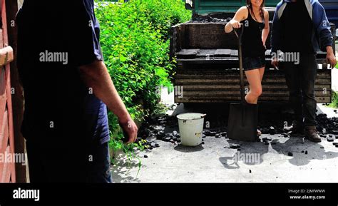 business coal unloading burning heating energy winter daily life