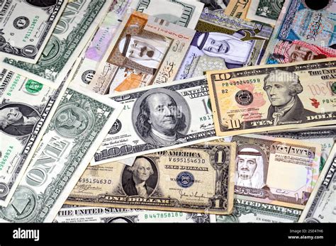 American Money Dollars Banknotes Usd And Sar Saudi Arabia Money