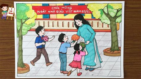 20 Hình ảnh Vẽ Tranh Thầy Cô Và Mái Trường đẹp Nhất để Kỷ Niệm Ngày
