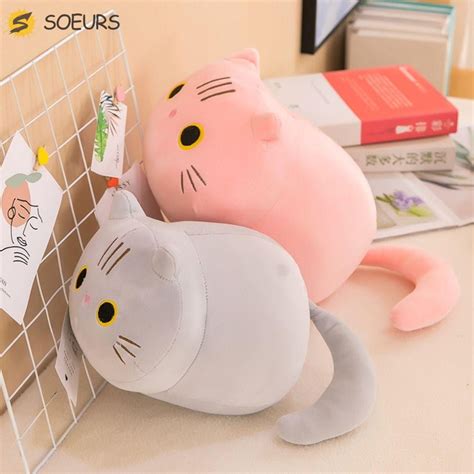 Soeurs สีดําแมวพวงกุญแจ Plush การ์ตูนแมว 25 35 ซม แมวหมอน Plush ของเล่น ตุ๊กตาตุ๊กตาน่ารัก Pp