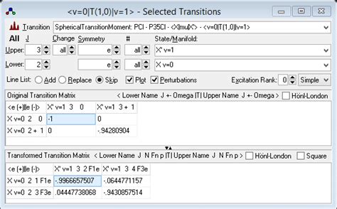 Transition Selection And Details Window