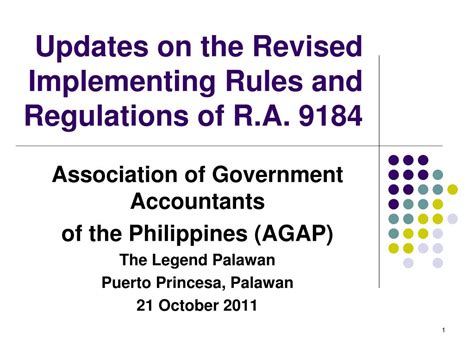 Ppt Updates On The Revised Implementing Rules And Regulations Of R A 9184 Powerpoint