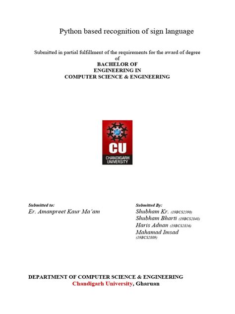 Python Based Recognition Of Sign Pdf Python Programming Language