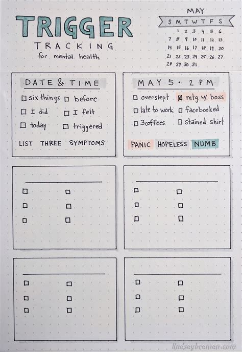 Bullet Journal Mental Health Trigger Tracker Minimalist Layout LindsayBraman Com